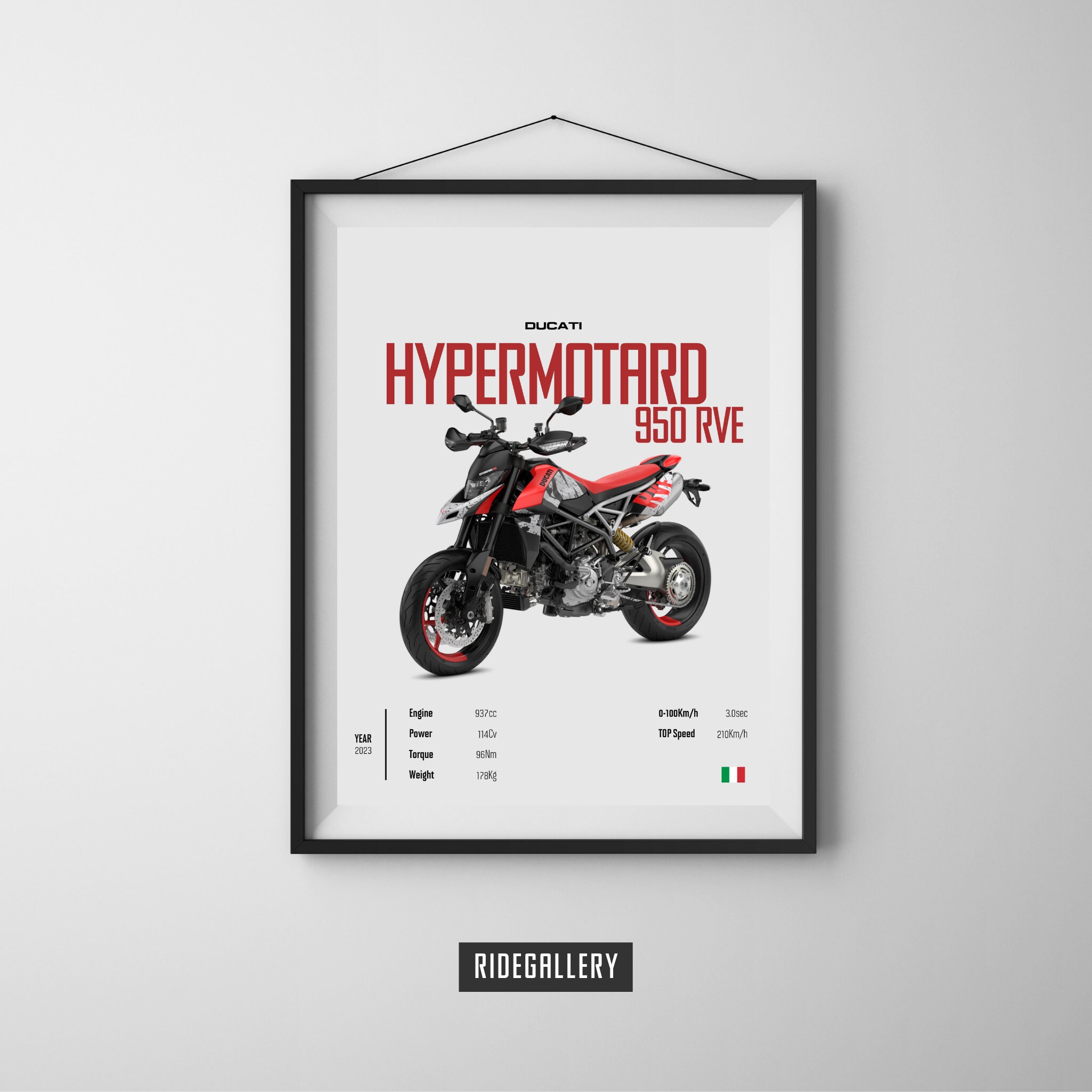 DUCATI Hypermotard 950 RVE - Motorcycle POSTER Wall Art Digital ...