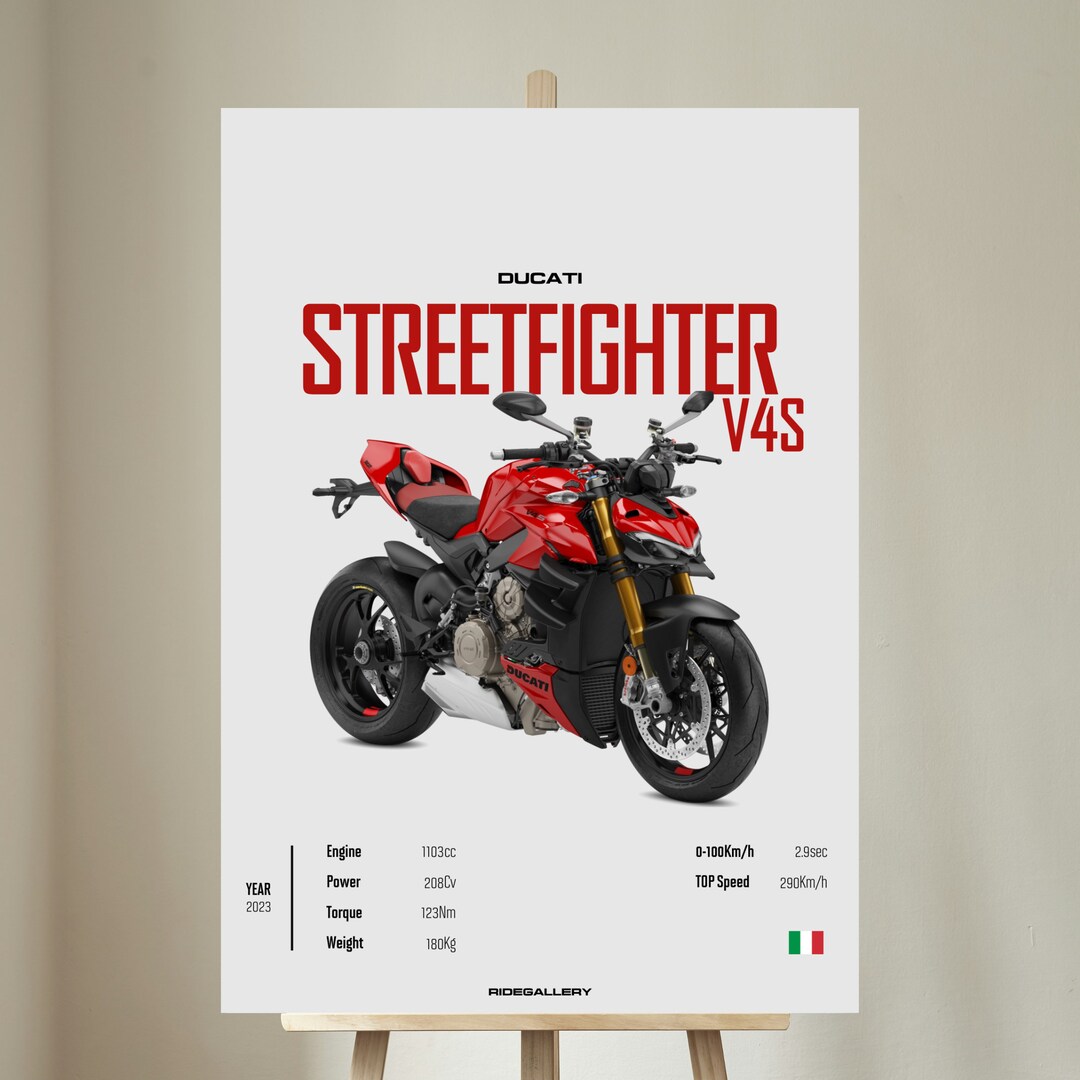 DUCATI Streetfighter V4s - Motorcycle POSTER Wall Art Digital Download ...