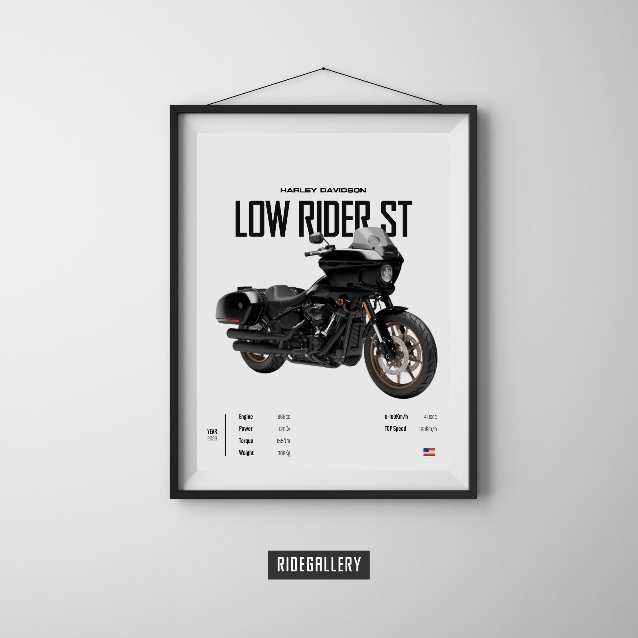 Harley Davidson Low Rider ST Motorcycle Wall Deco Motor Line Art for A ...