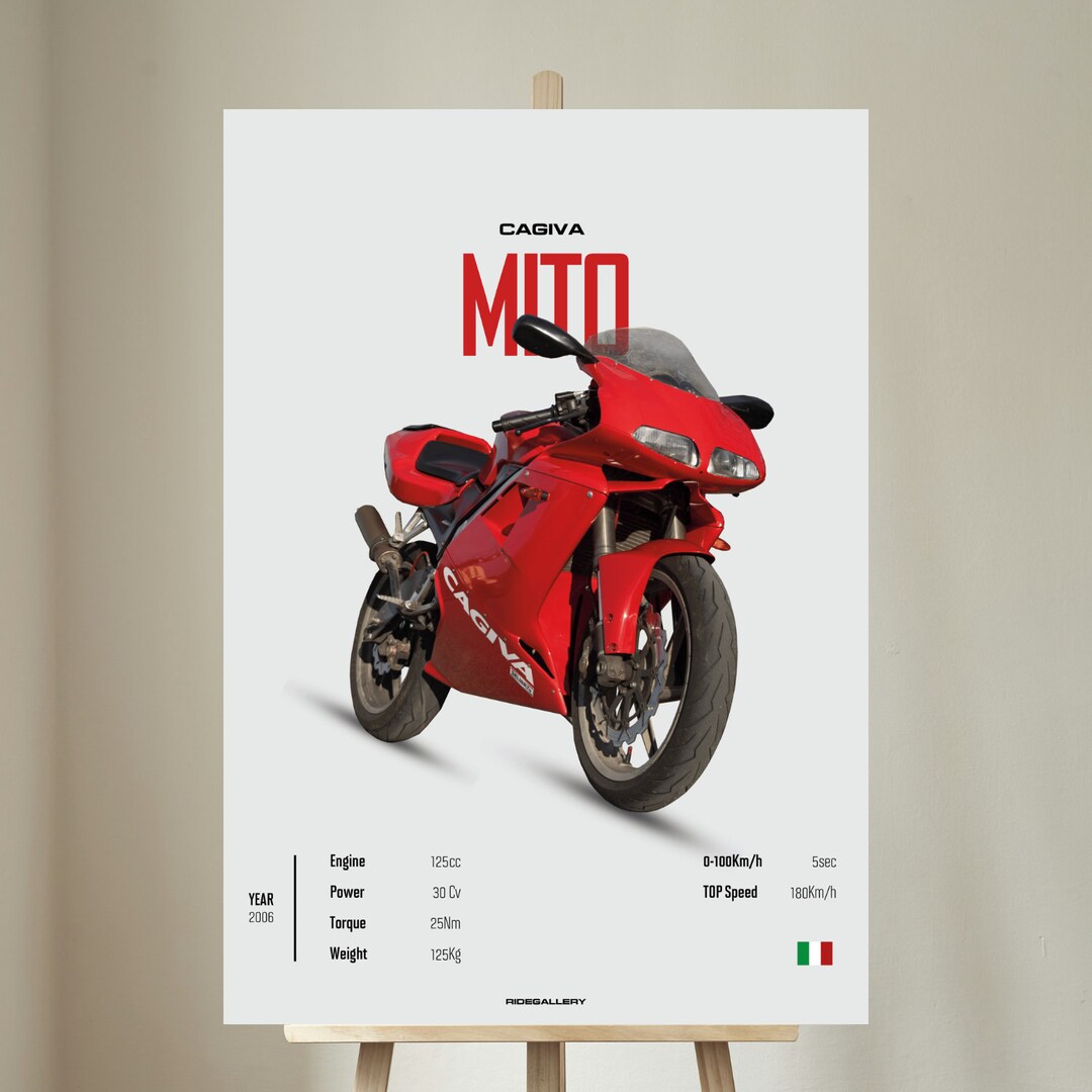 Cagiva Mito 2006 [red] - Motorcycle Wall Deco Motor Line Art for A ...