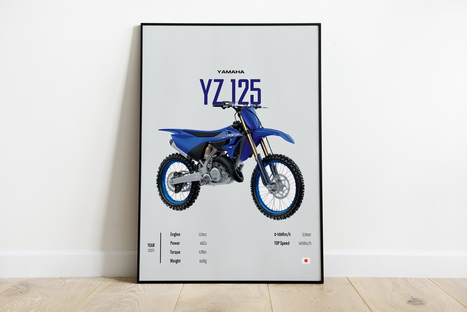 YAMAHA Yz 125 (2021) Enduro - Motorcycle Wall Deco Motor Line Art for A ...