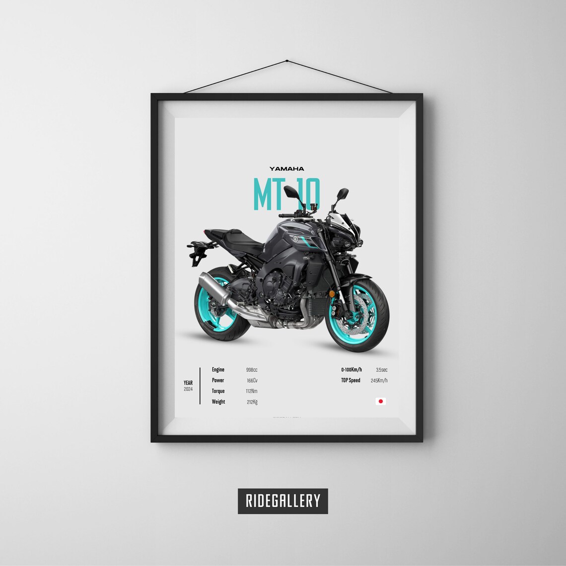 YAMAHA MT-10 cyan 2024 Motorcycle Wall Deco Motor Line Art for A ...