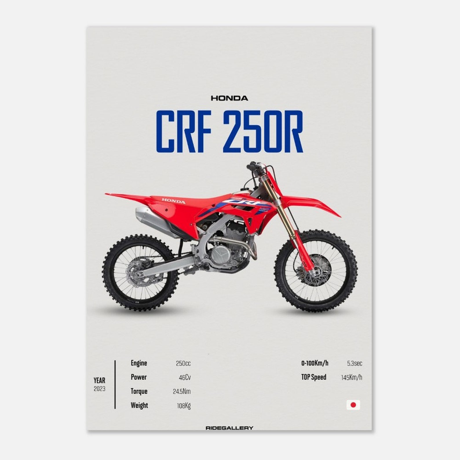 Honda CRF 250 R 2023 Motorcycle Wall Deco Motor Line Art for A ...