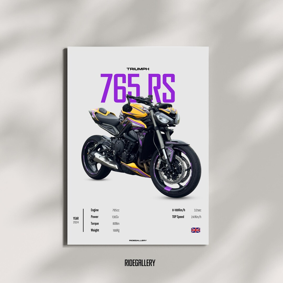 TRIUMPH STREET TRIPLE 765 Rs 2024 - Motorcycle Wall Deco Motor Line Art ...