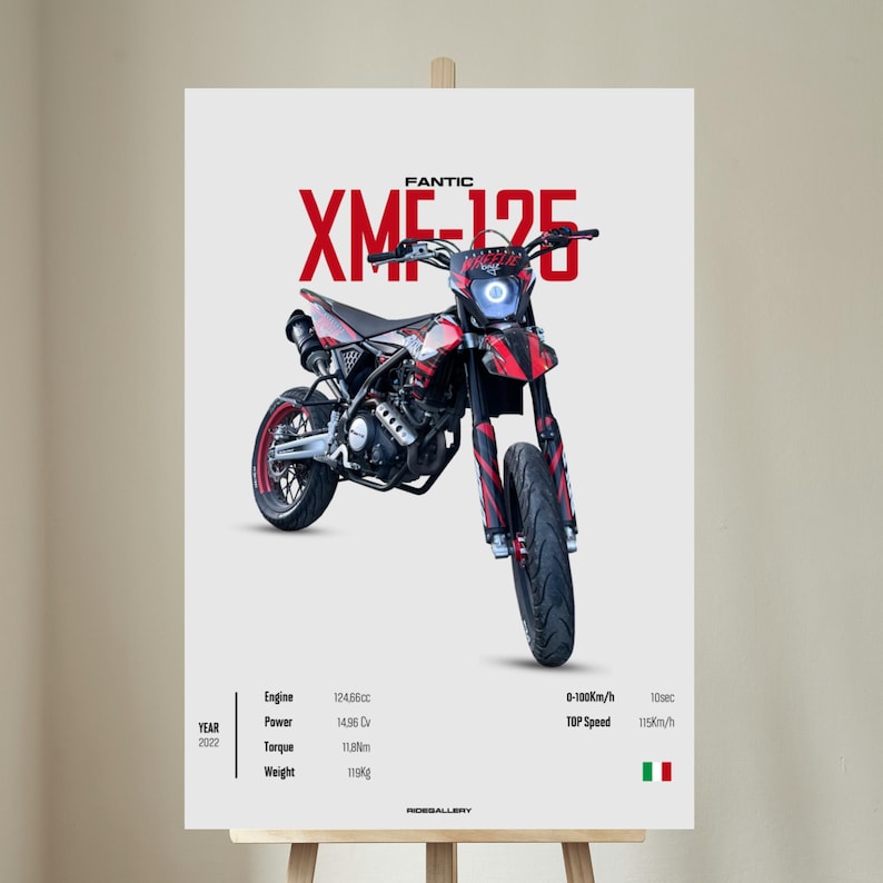 FANTIC XMF 125 Motard 2022 - Motorcycle Wall Deco Motor Line Art for A ...