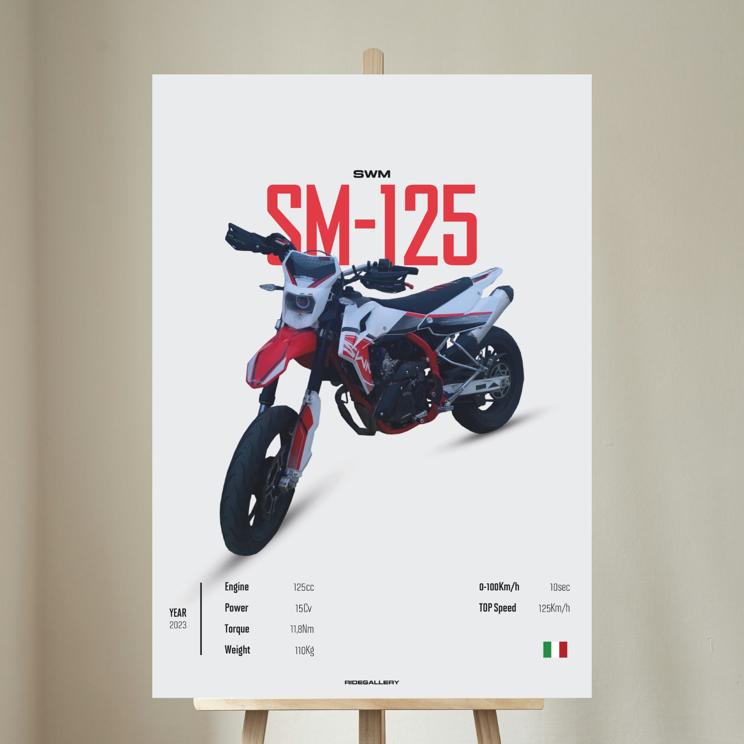 SWM SM 125 Cc Motard 2023 - Motorcycle Wall Deco Motor Line Art for A ...