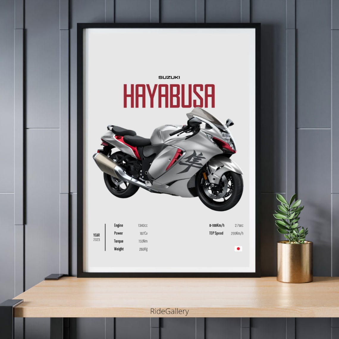 Suzuki Hayabusa 2023 [white] - Motorcycle Wall Deco Motor Line Art for ...