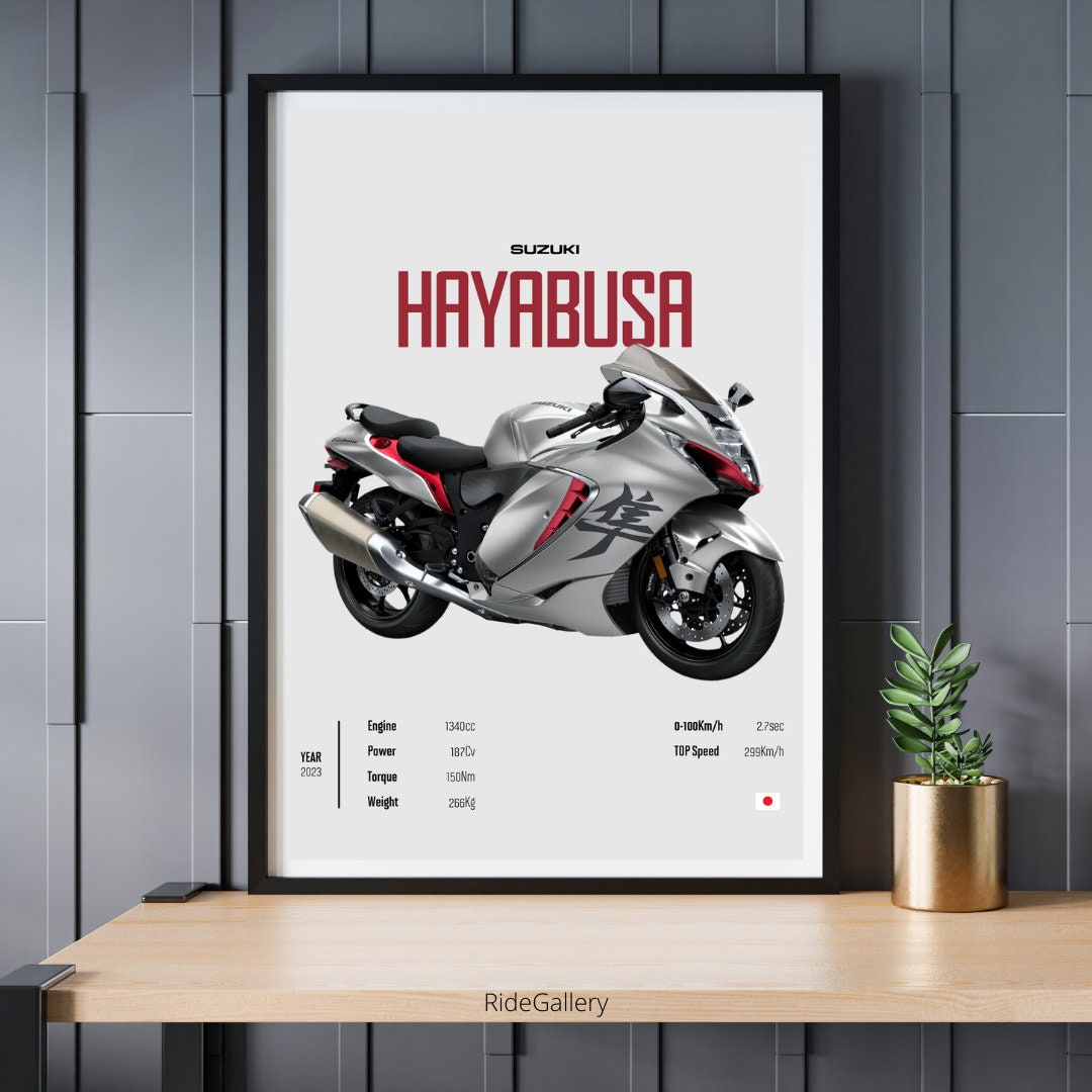 Suzuki Hayabusa 2023 [white] - Motorcycle Wall Deco Motor Line Art for ...