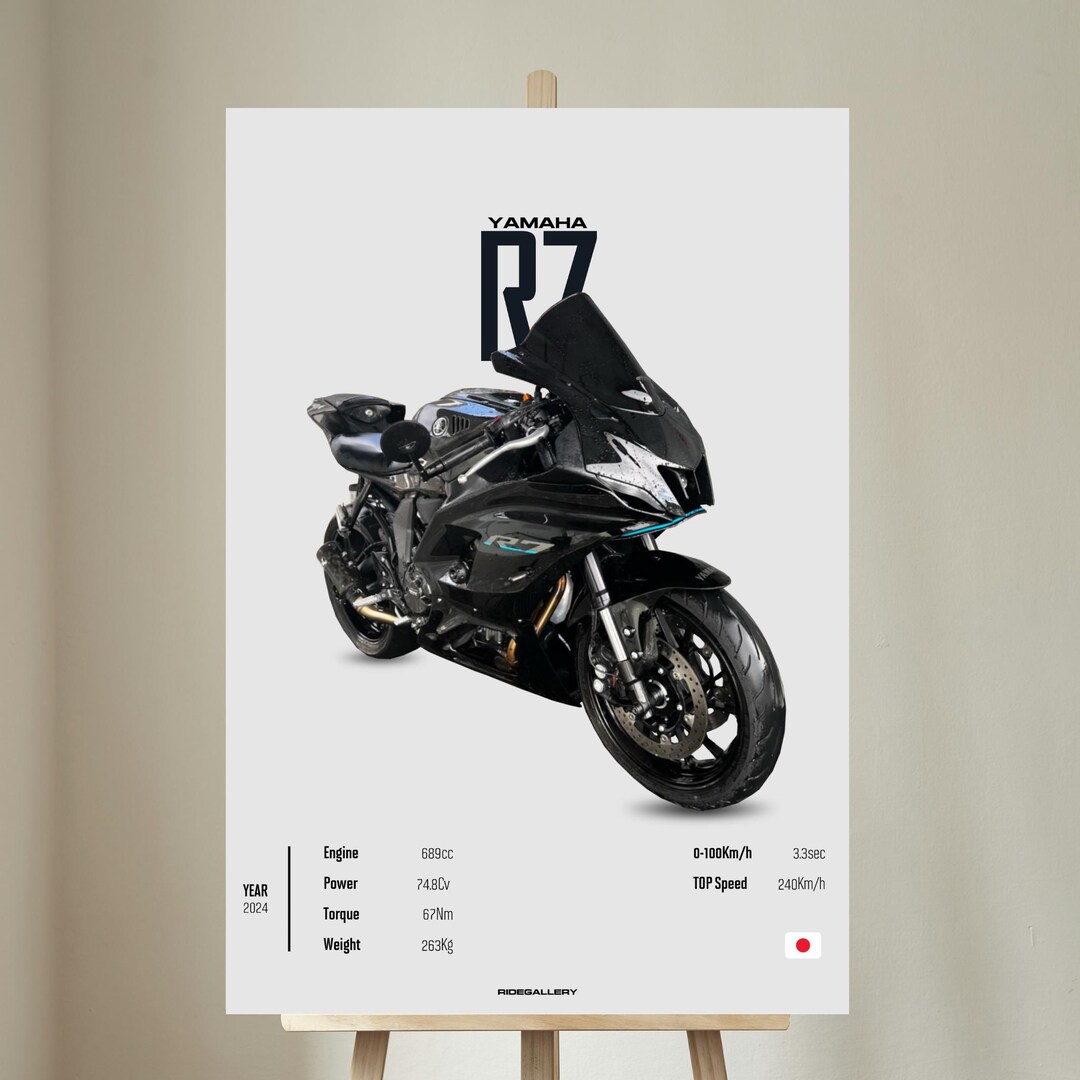 YAMAHA R7 2024 - Black - Motorcycle Wall Deco Motor Line Art for A ...