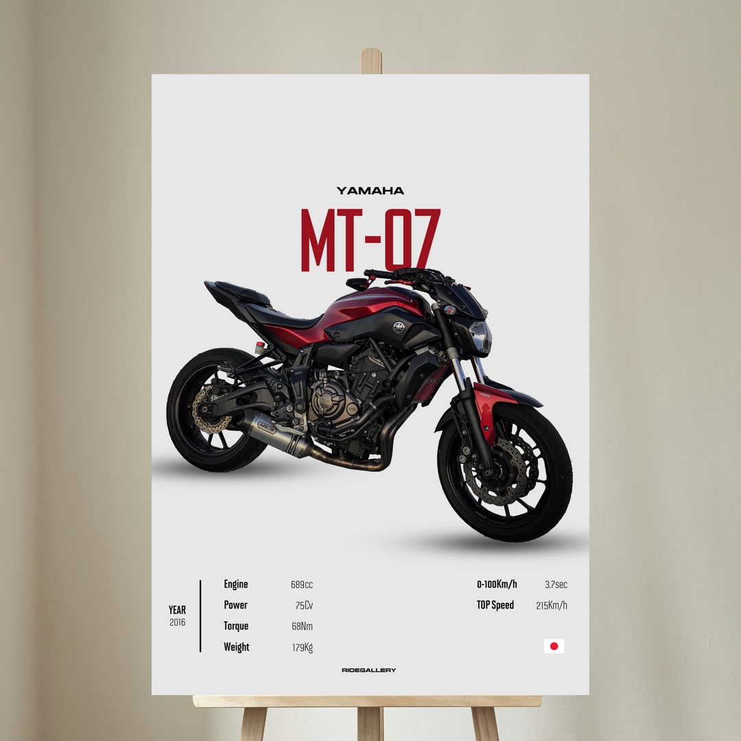YAMAHA MT-07 [red Lava] 2016 - Motorcycle Wall Deco Motor Line Art for ...