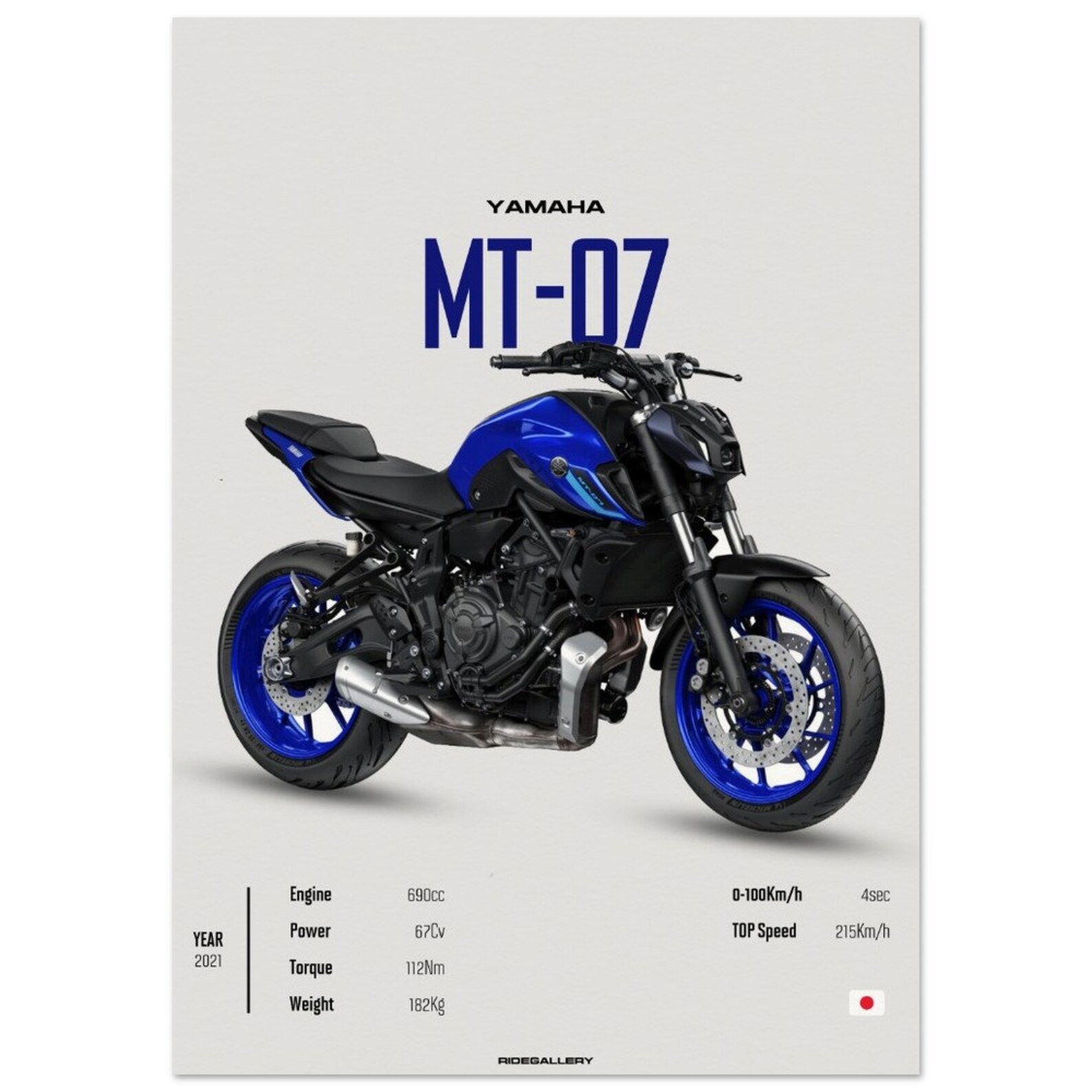 Yamaha MT-07 2021 Motorcycle Wall Deco Motor Line Art for A ...