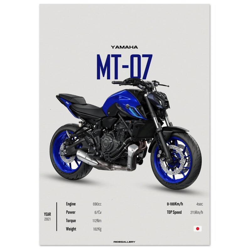 Yamaha MT-07 2021 Motorcycle Wall Deco Motor Line Art for A ...