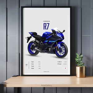 YAMAHA R7 2024 [blue] - Motorcycle Wall Deco Motor Line Art for A ...