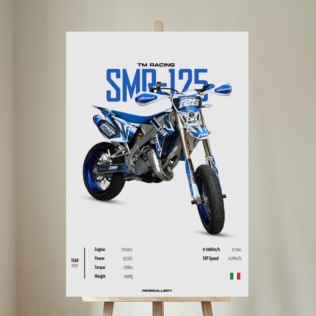 TM RACING SMR 125 2021 Motard Motorcycle Wall Deco Motor Line Art for A ...