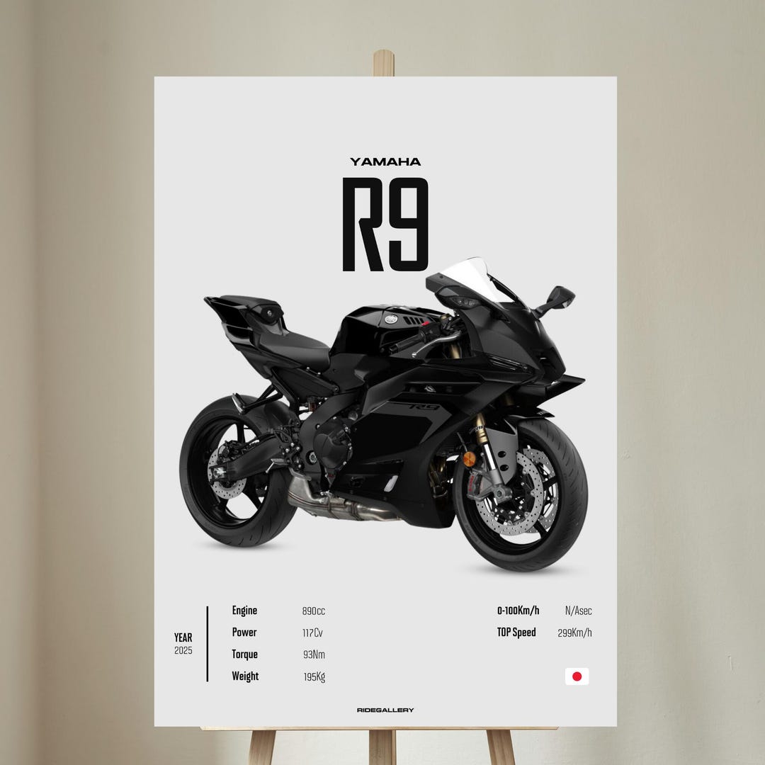 YAMAHA R9 2025 [black] - Motorcycle Wall Deco Motor Line Art for A ...