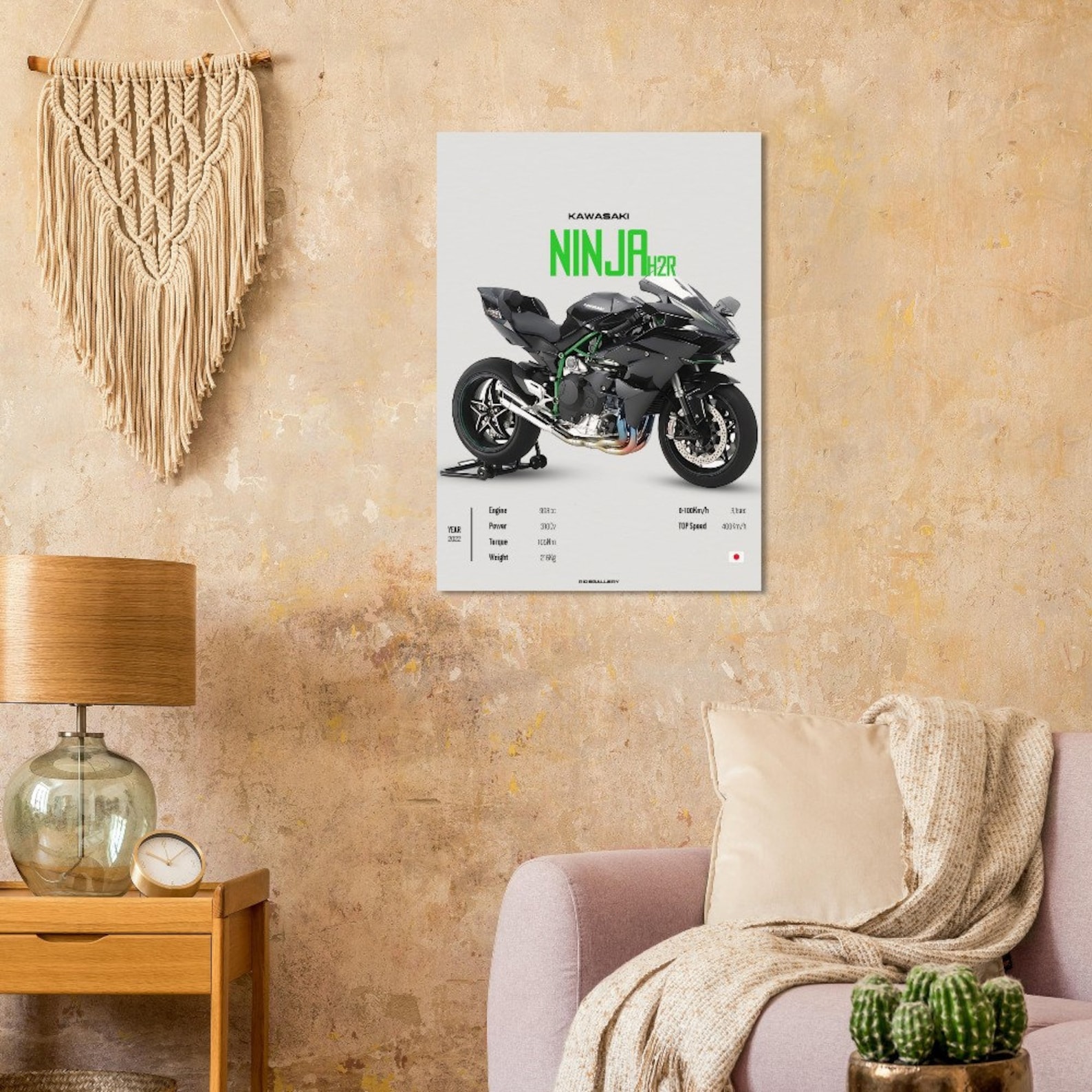 Kawasaki Ninja H2R 2022 Motorcycle Wall Deco Motor Line Art for A ...
