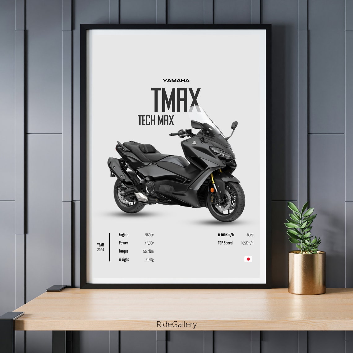 Yamaha Tmax Tech Max 2024 Motorcycle Wall Deco Motor Line Art for A ...