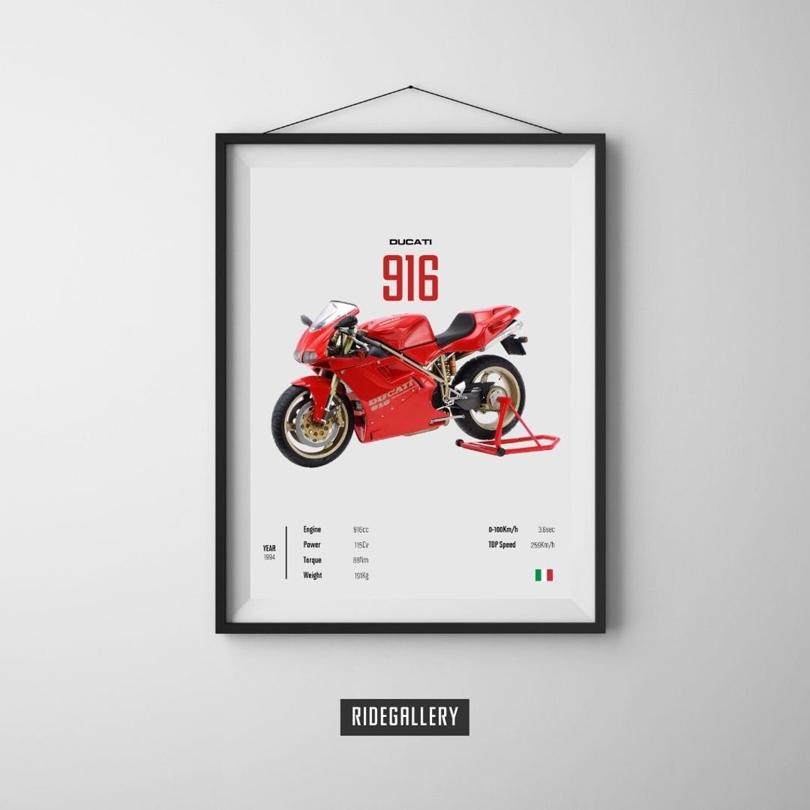 DUCATI 916 1994 - Motorcycle POSTER Wall Art Digital Download Wall ...
