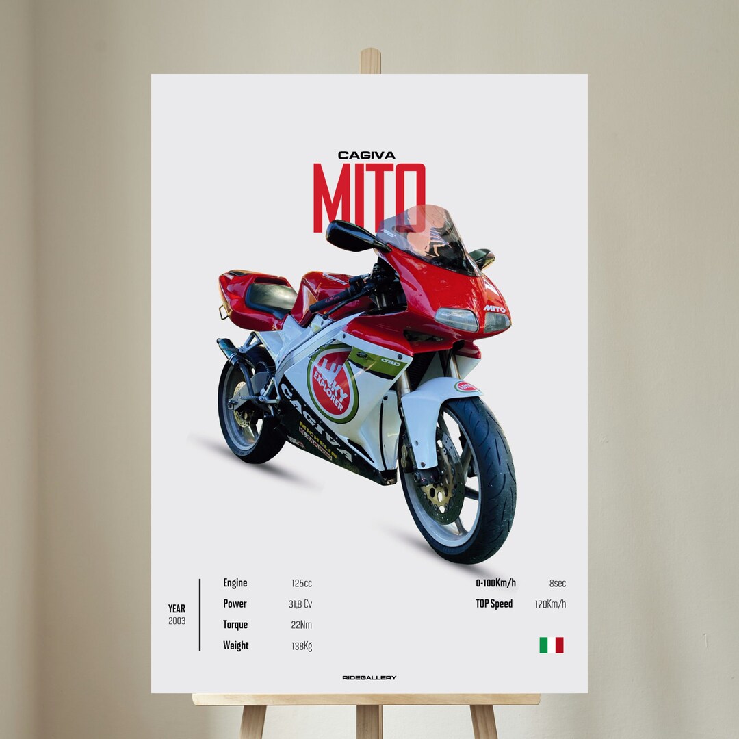 Cagiva Mito 2003 [red] - Motorcycle Wall Deco Motor Line Art for A ...