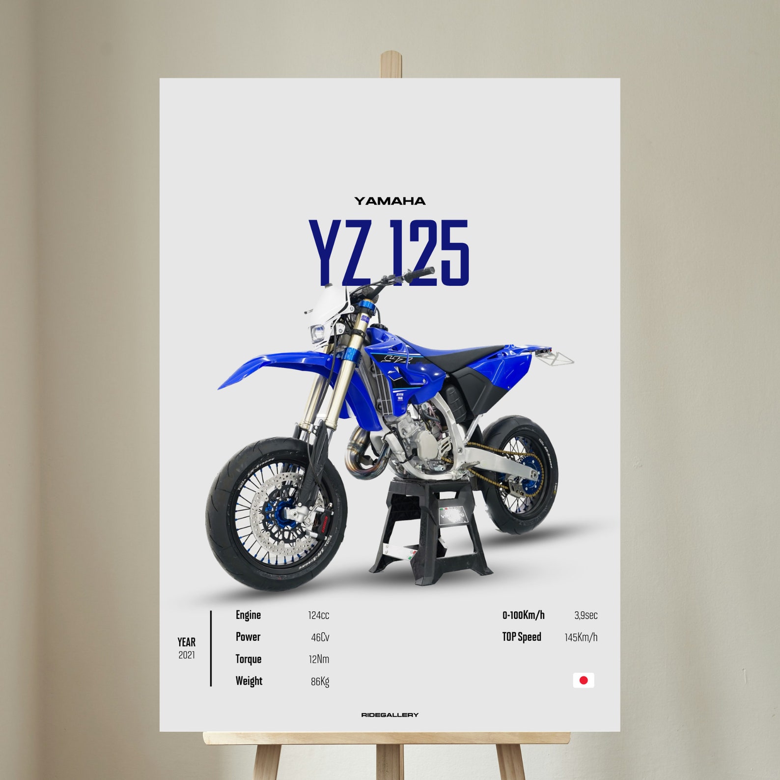 YAMAHA Yz 125 (2021) Motard - Motorcycle Wall Deco Motor Line Art for A ...