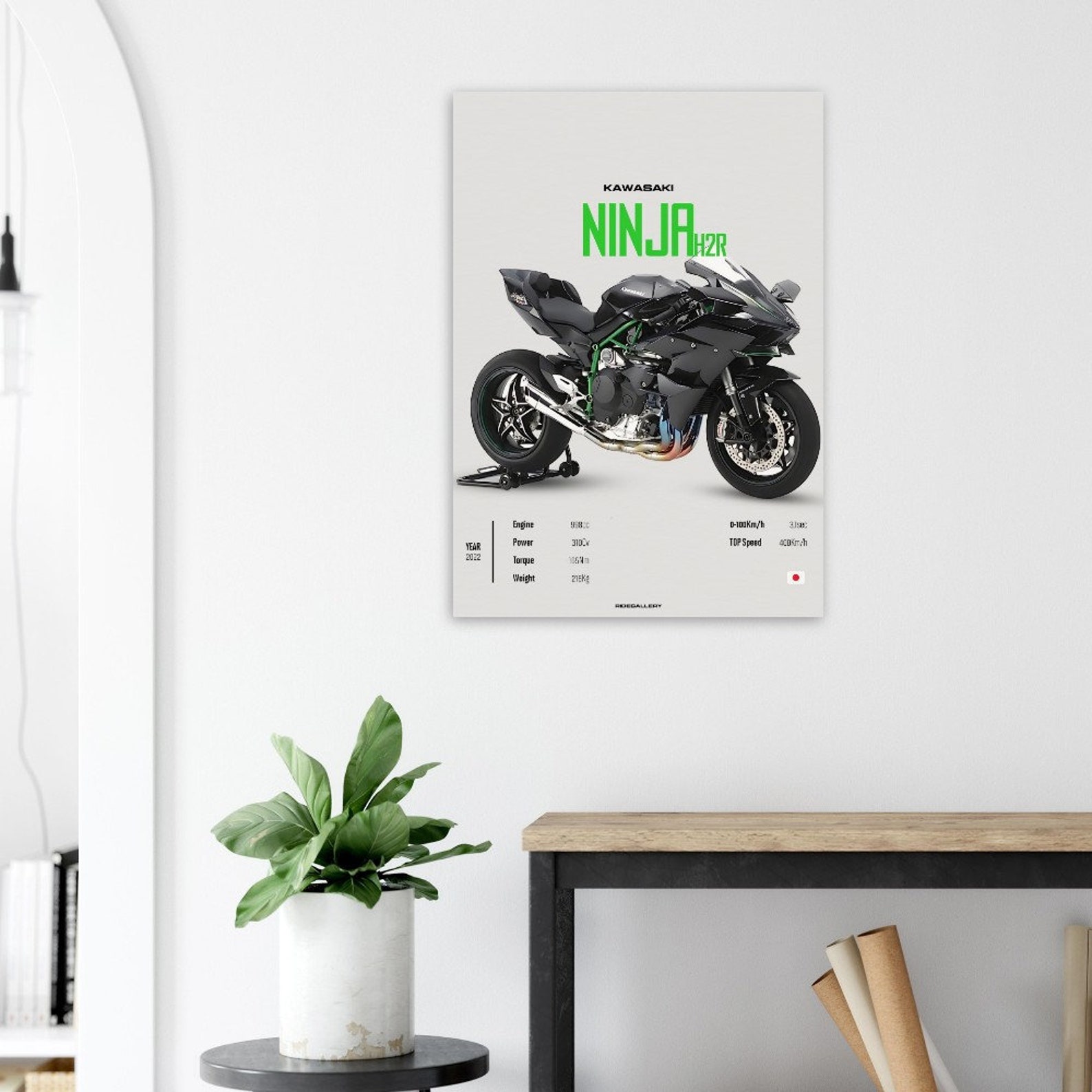 Kawasaki Ninja H2R 2022 Motorcycle Wall Deco Motor Line Art for A ...