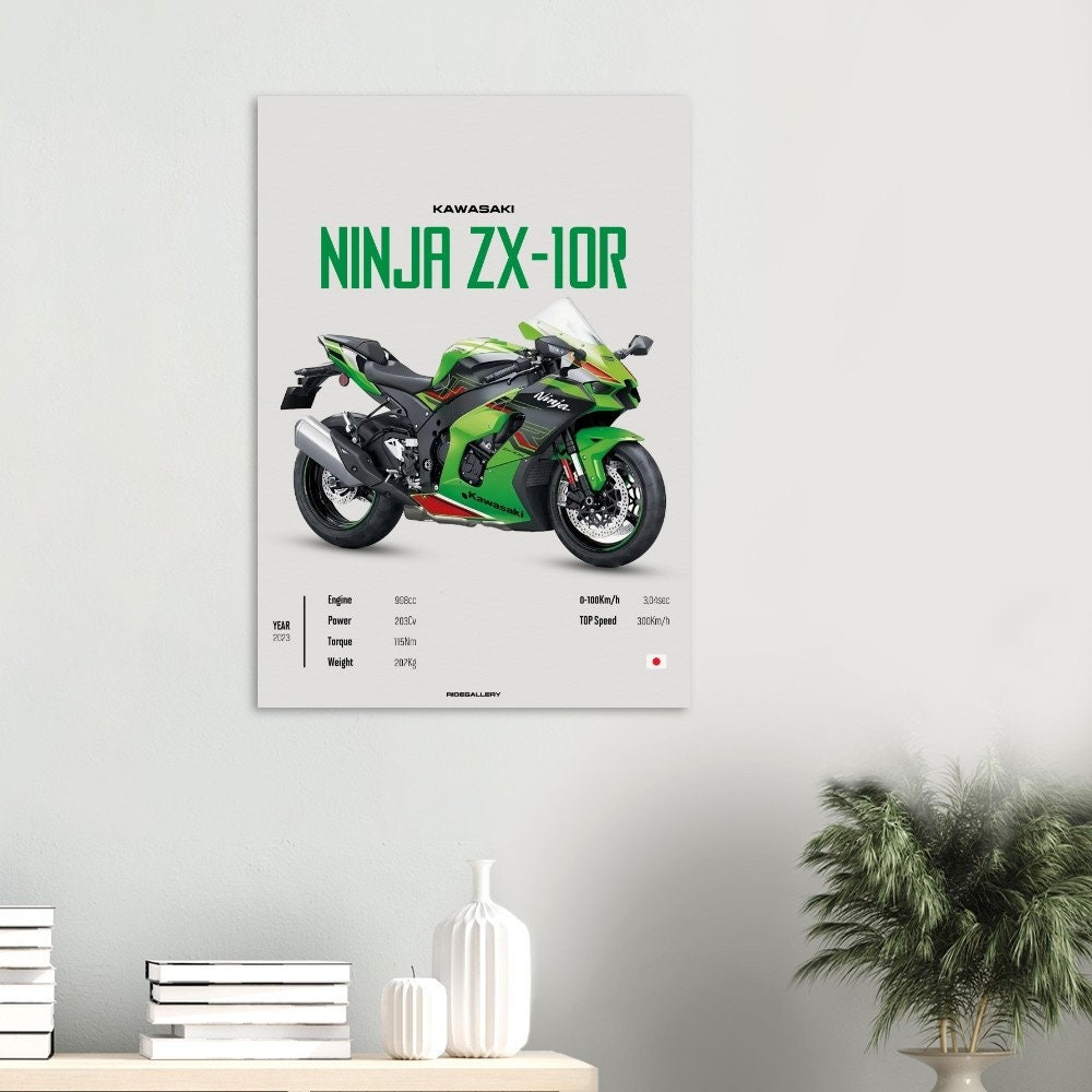 KAWASAKI NINJA ZX-10R Motorcycle Wall Deco Motor Line Art for A ...