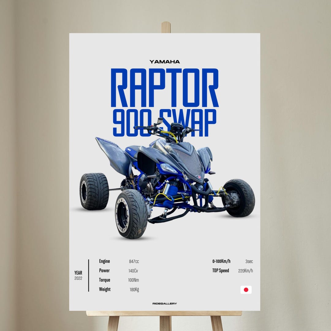 YAMAHA RAPTOR 900 QUAD Swap 2022 - Wall Deco Motor Line Art for A ...