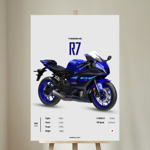 YAMAHA R7 2024 [blue] - Motorcycle Wall Deco Motor Line Art for A ...