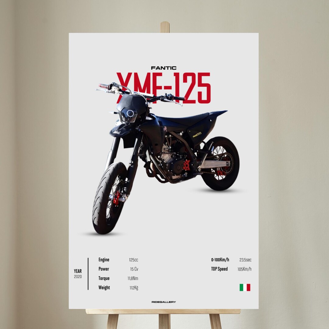 FANTIC XMF 125 Motard 2020 - Motorcycle Wall Deco Motor Line Art for A ...