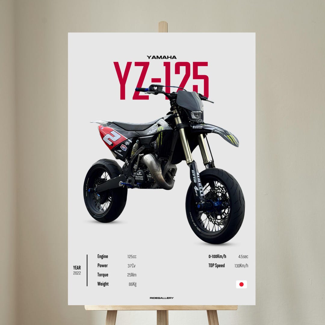 YAMAHA YZ 125 (2022) MOTARD - Motorcycle Wall Deco Motor Line Art for A ...