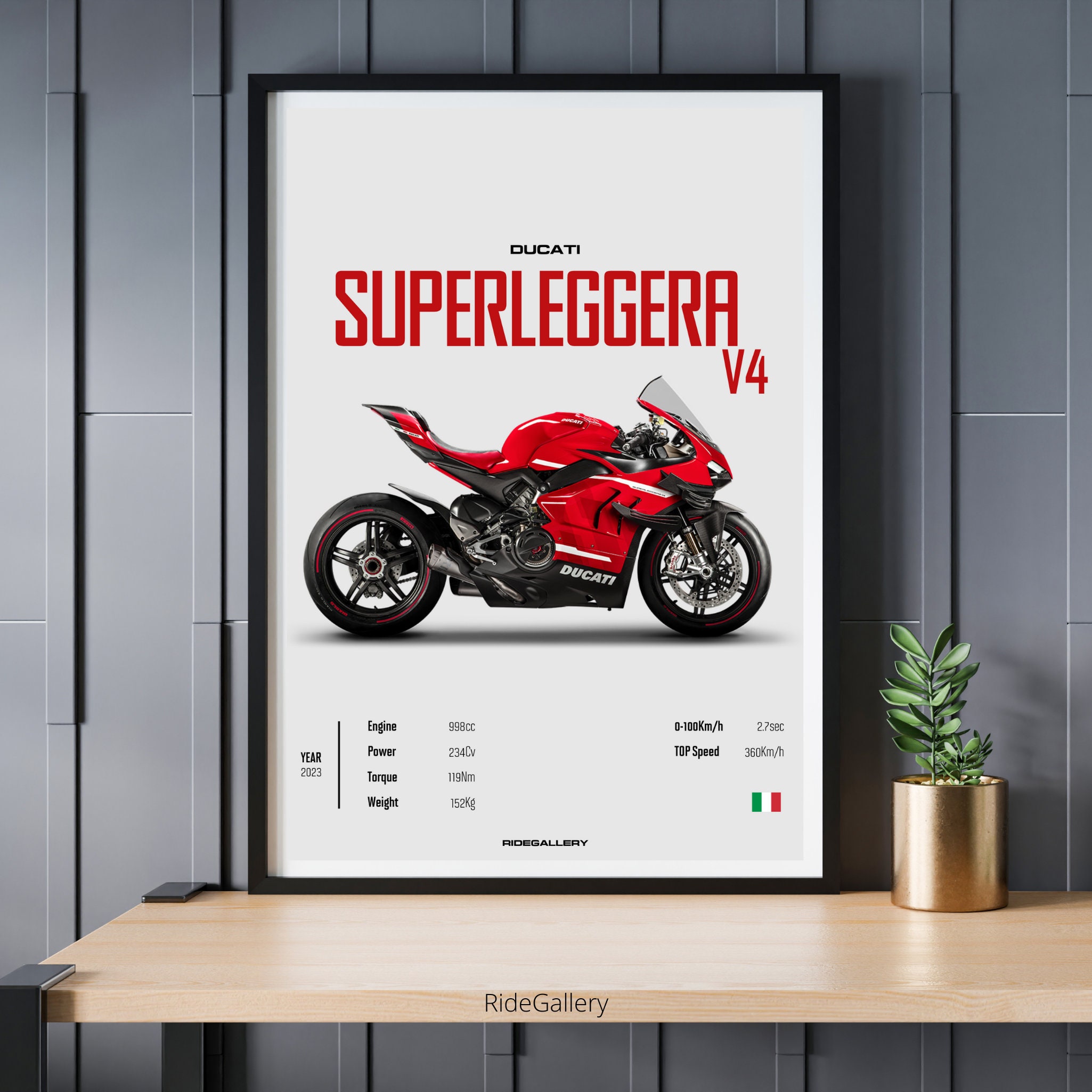 PANIGALE Superleggera V4 DUCATI - Motorcycle POSTER Wall Art Decor ...