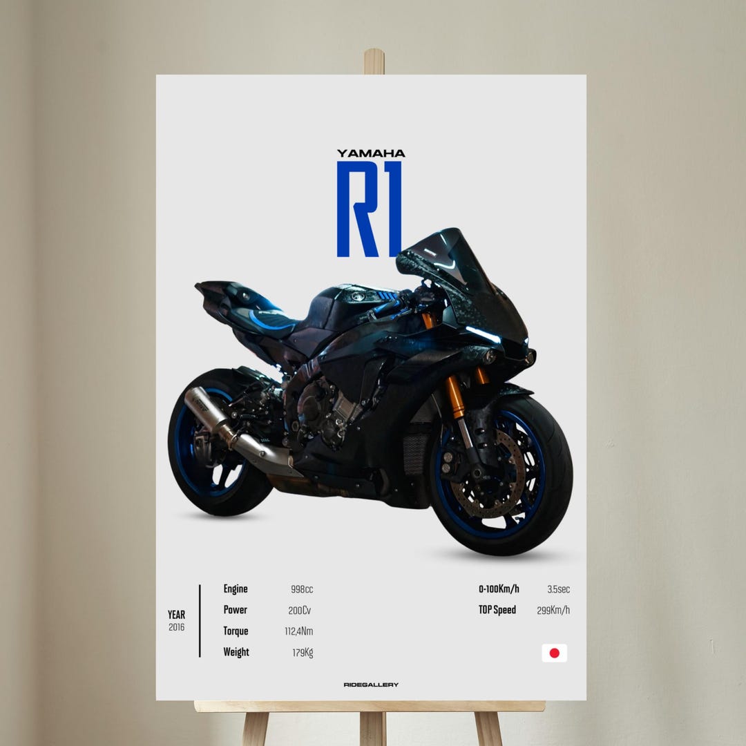 YAMAHA R1 2016 [black] - Motorcycle Wall Deco Motor Line Art for A ...