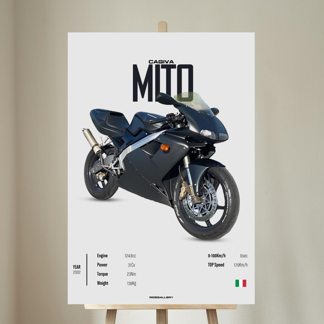 CAGIVA MITO 2002 [black] - Motorcycle Wall Deco Motor Line Art for A ...