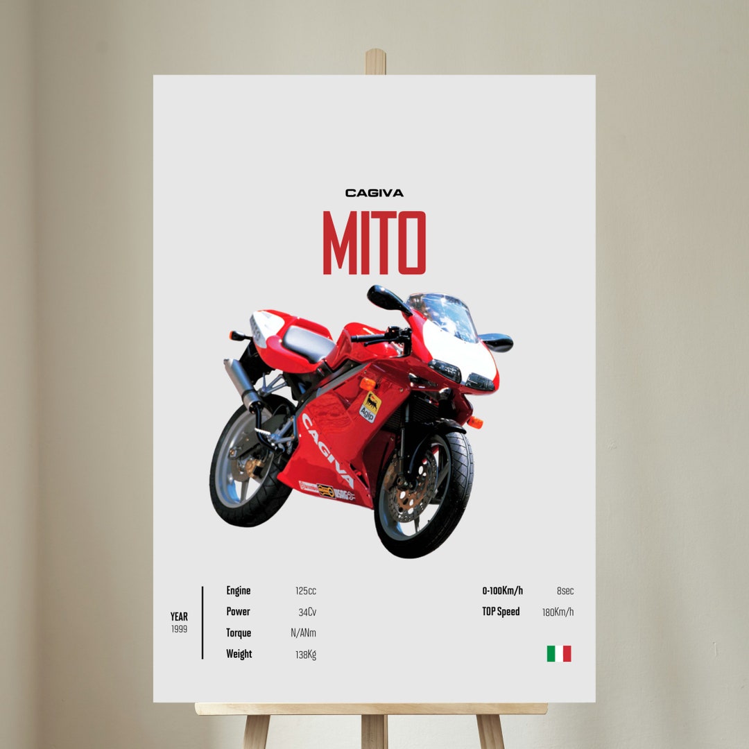 Cagiva Mito 1999 [red] - Motorcycle Wall Deco Motor Line Art for A ...