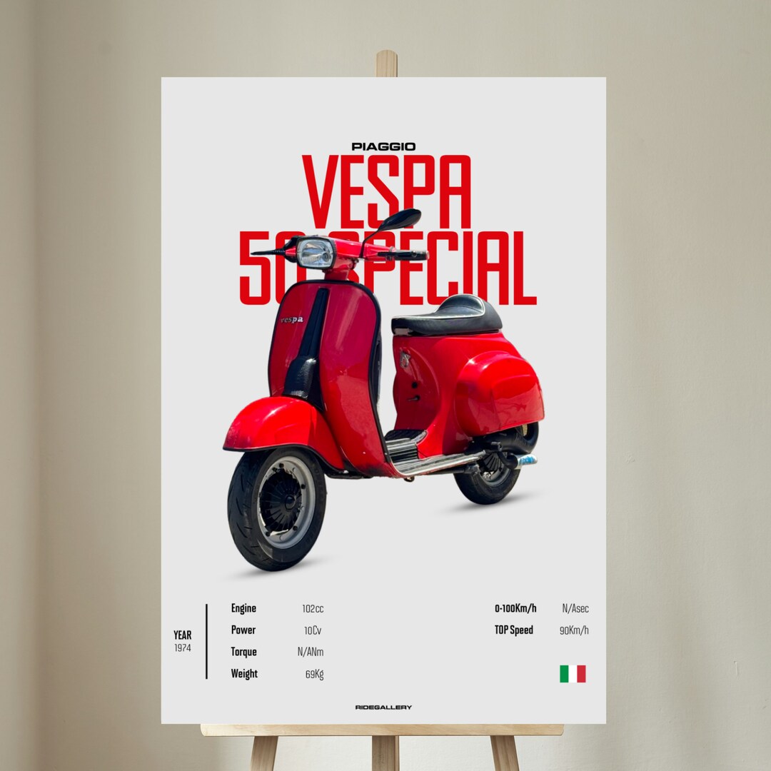 PIAGGIO VESPA 50 SPECIAL 1974 Motorcycle Wall Deco Motor Line Art for A ...