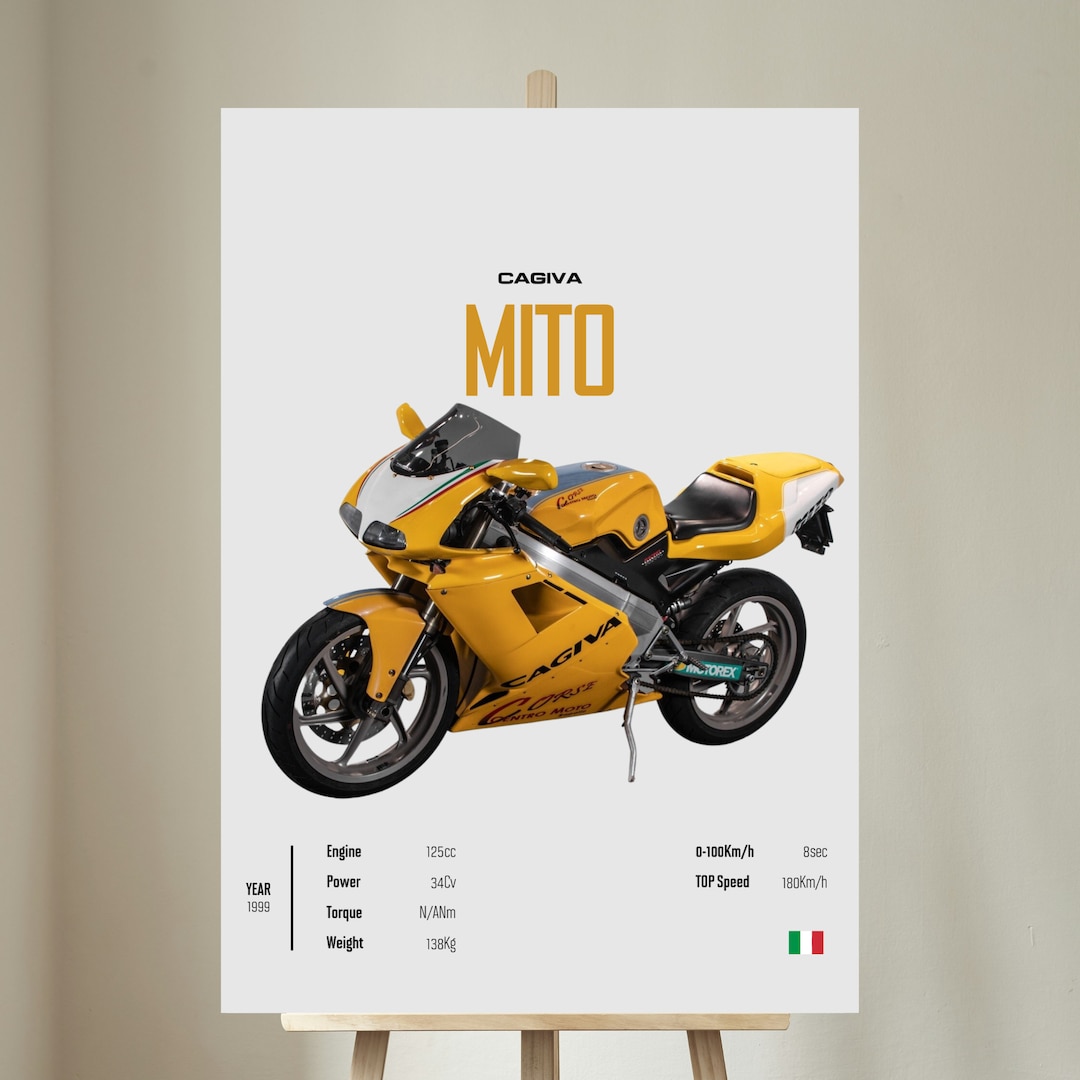 Cagiva Mito 1999 [yellow] - Motorcycle Wall Deco Motor Line Art for A ...
