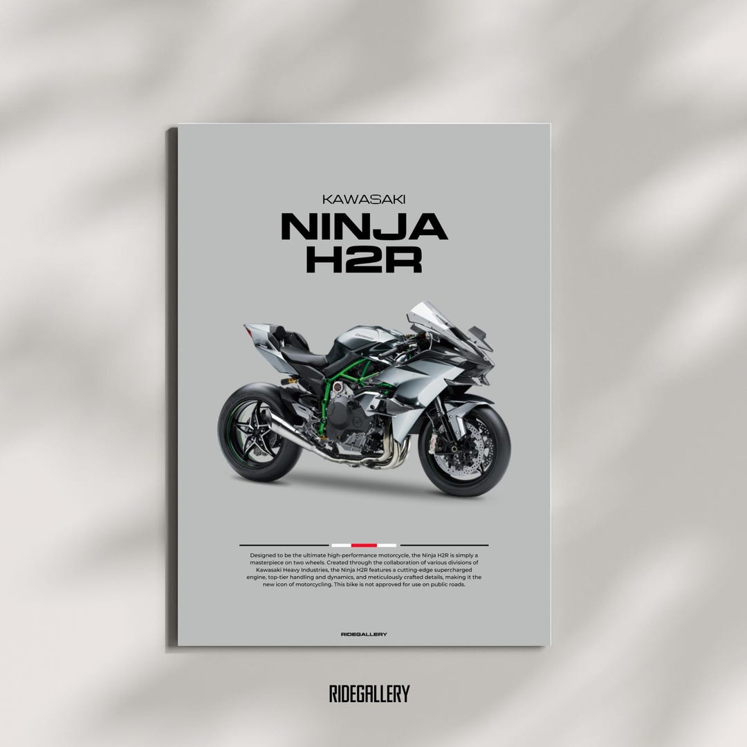 KAWASAKI Ninja H2R 2024 - Motorcycle Japanese Poster Wall Art Wall ...