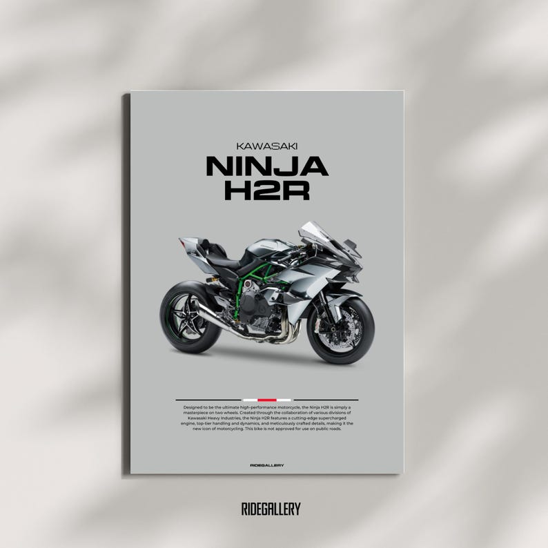KAWASAKI Ninja H2R 2024 - Motorcycle Japanese Poster Wall Art Wall ...