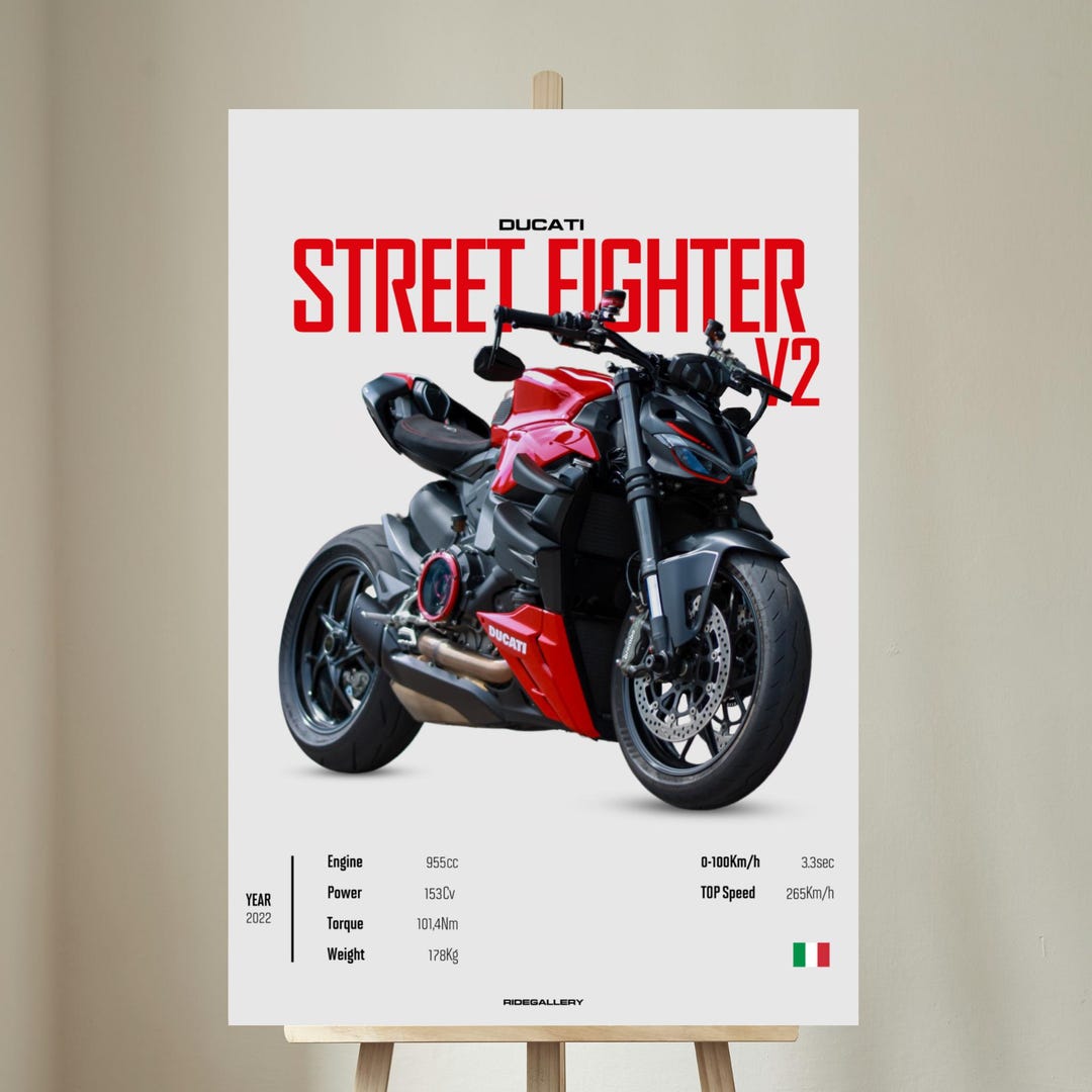DUCATI Streetfighter V2 - Motorcycle POSTER Wall Art Digital Download ...