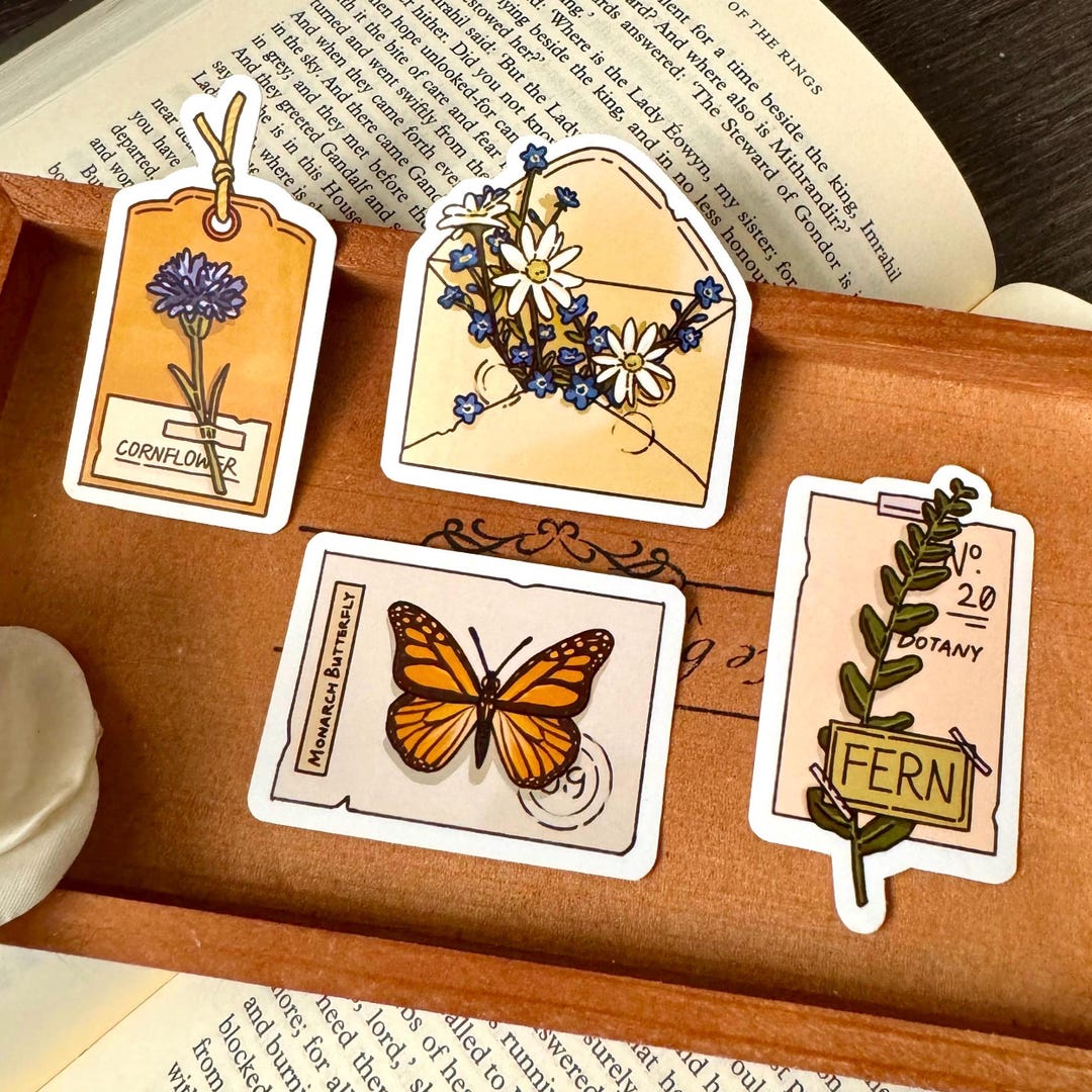 Forestcore Aesthetic Sticker Pack 4pc Plant Sticker Pack Witchcore ...