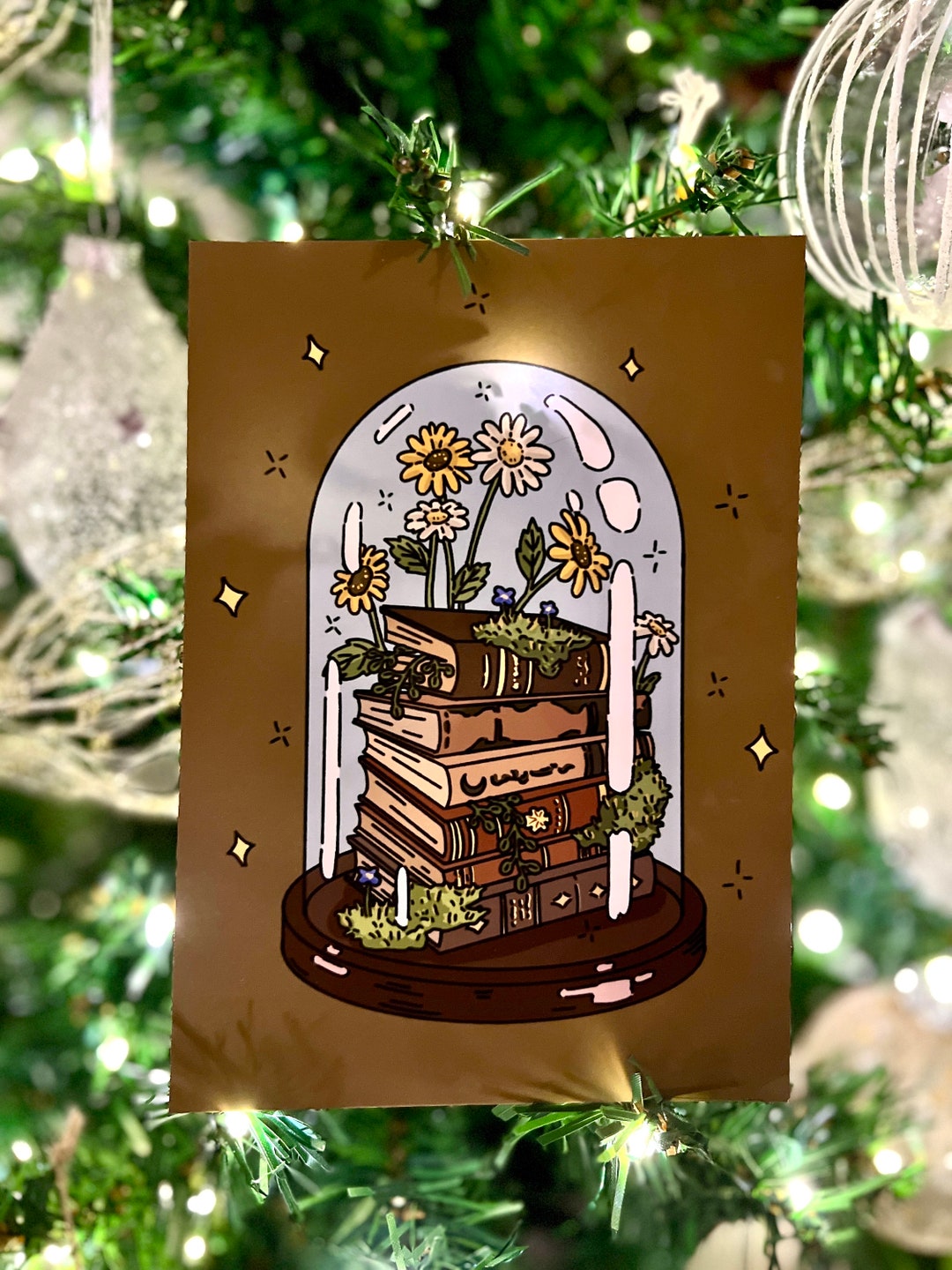 Vintage Book and Flower Terrarium Art Print: Academia Decor - Etsy