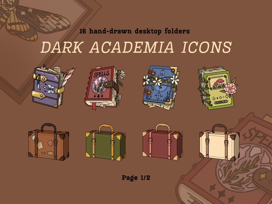 Dark Academia Hand-drawn Desktop Icons, Folder Icons, Digital Icons ...
