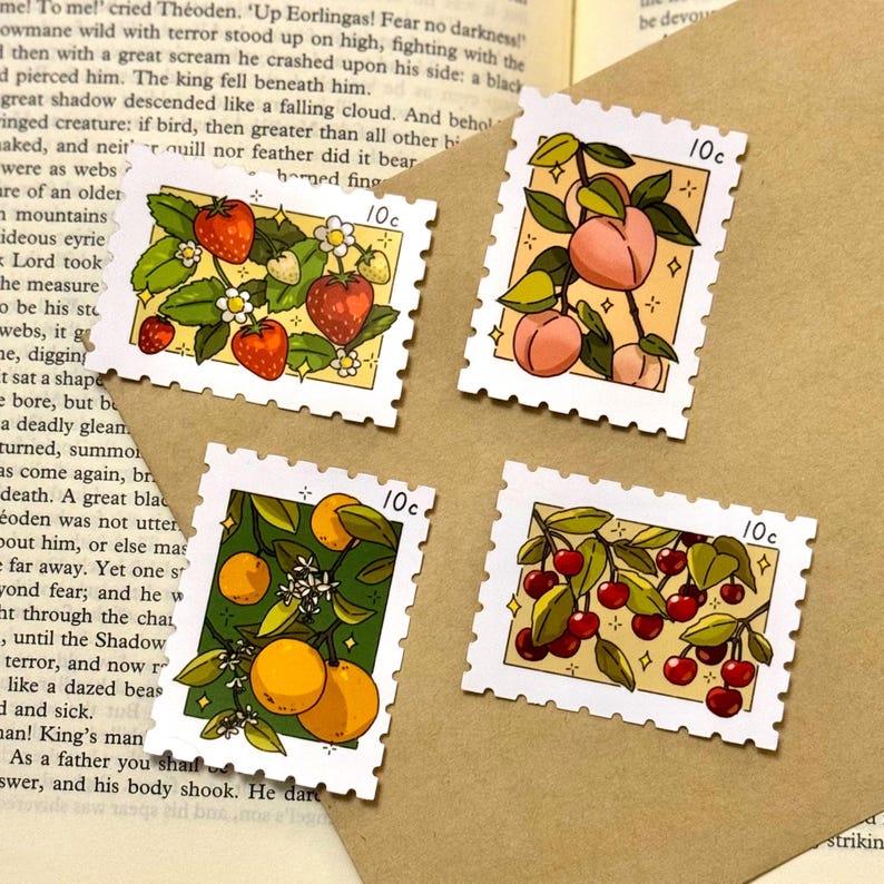 Fruit Stamp Sticker Pack: Cottagecore Planner Stickers - Etsy