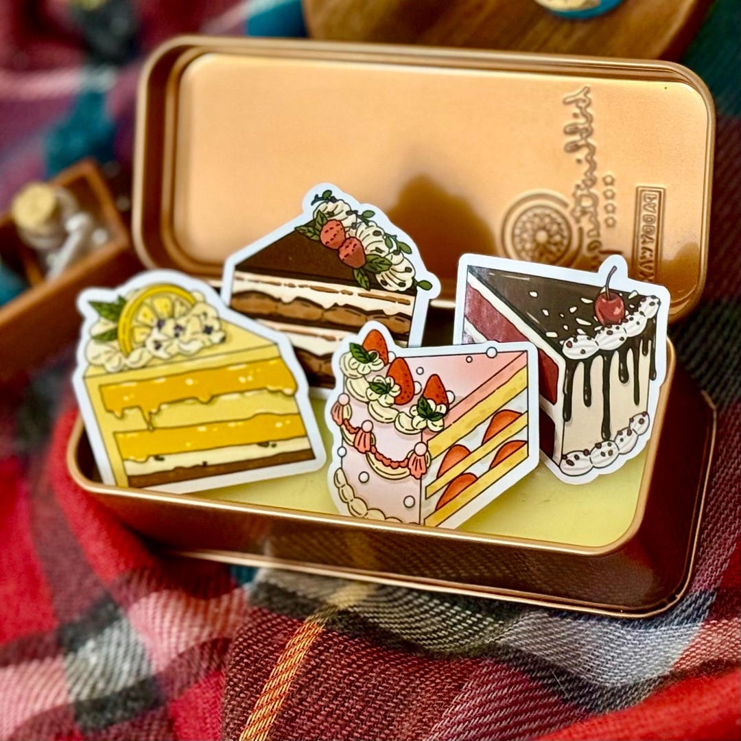 Aesthetic Cake Sticker Pack | 4pc Dessert Sticker Pack | Cottagecore ...