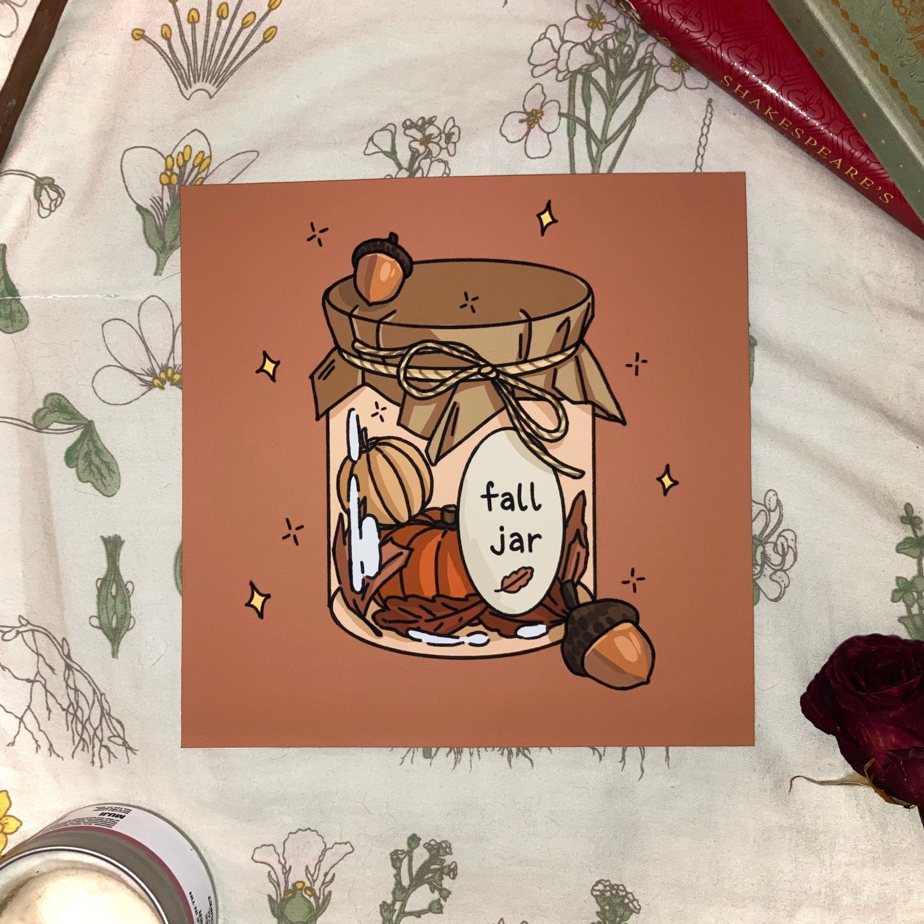 Fall Jar Art Print Fall Aesthetic Art Pumpkin Art - Etsy