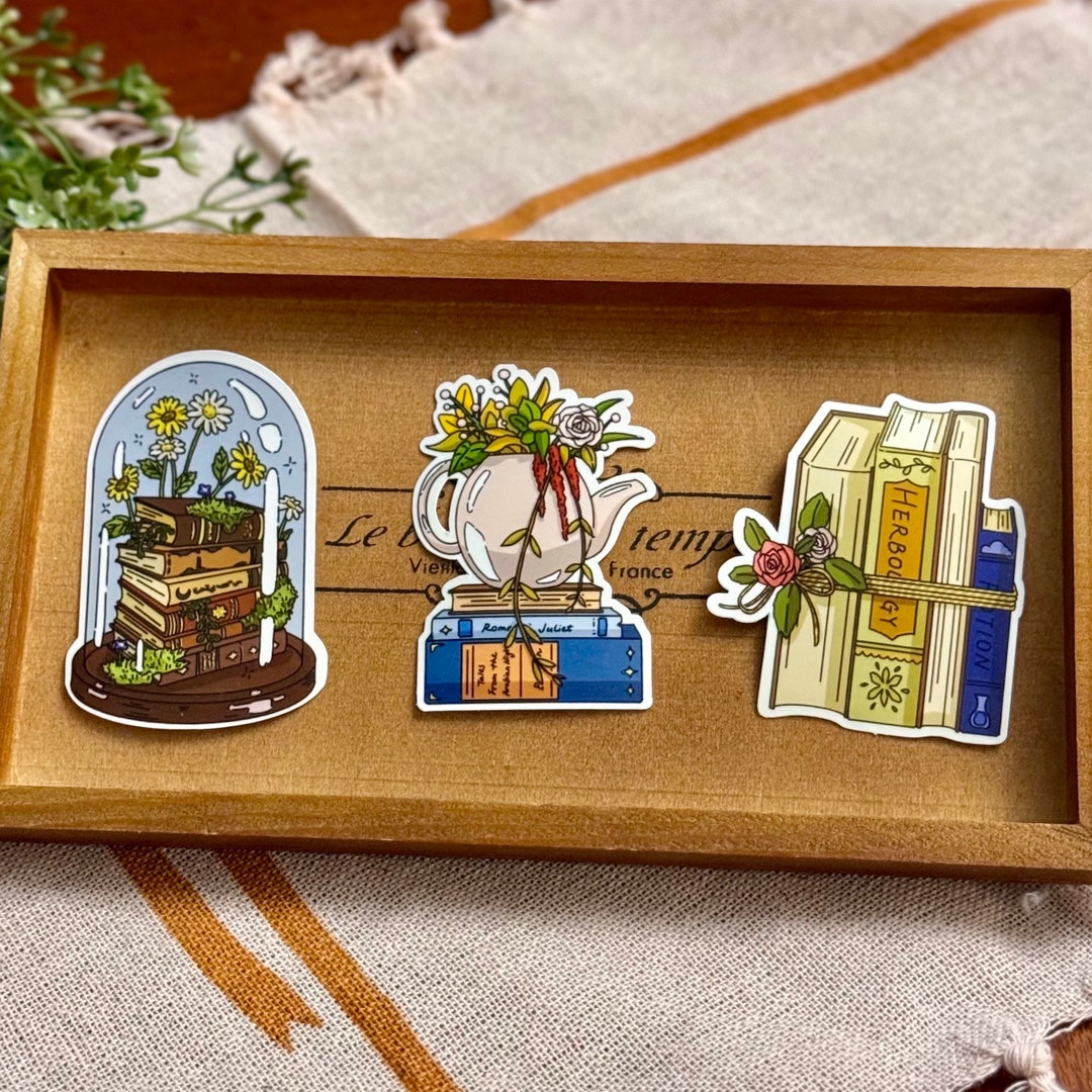 Vintage Book Sticker Pack | 3pc Reader Sticker Pack | Cottagecore ...