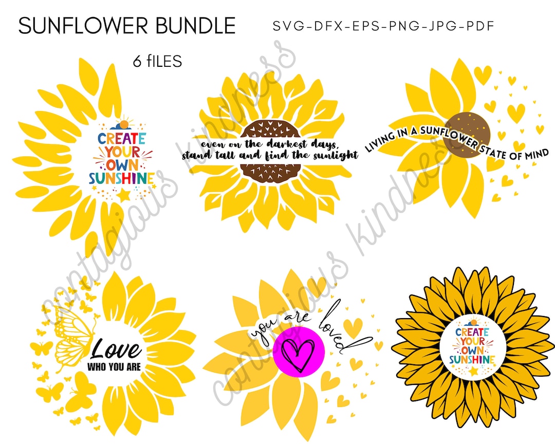 Sunflower SVG Bundle, Sunflower SVG, Flower Svg, Half Sunflower Svg ...