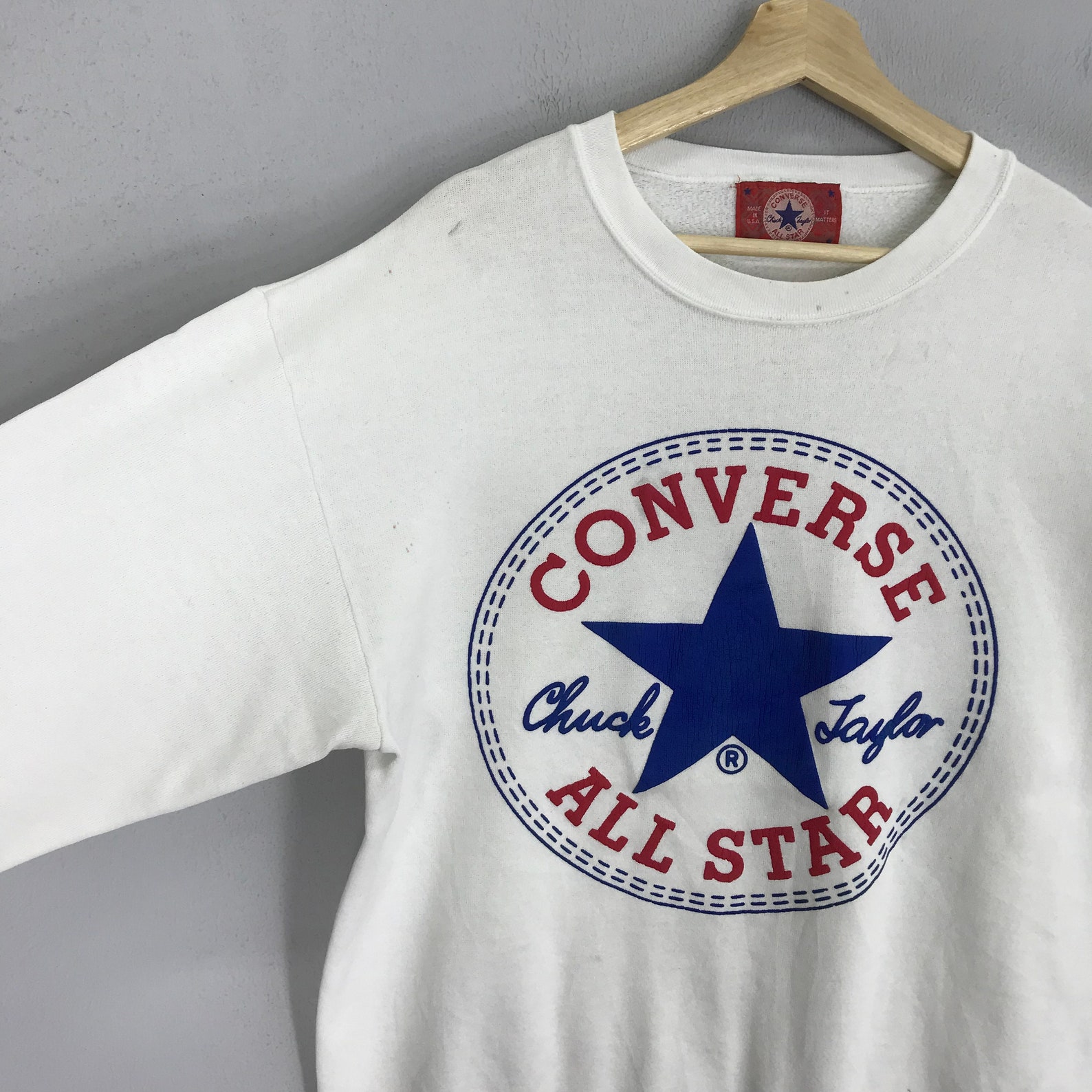 Vintage 90's Converse All Star White Sweatshirt Large Converse All Star ...