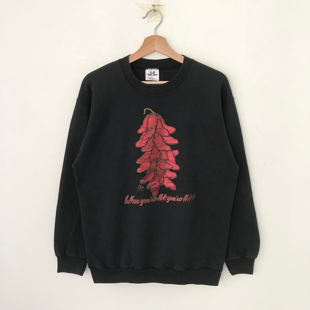 Vintage 90's Graphic Chili Quotes Black Sweatshirt Medium When You're ...