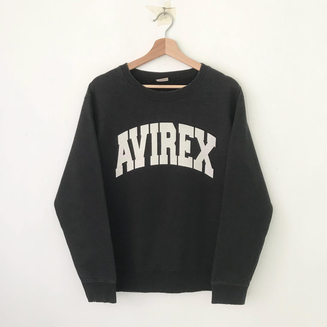 Vintage Avirex Usa Black Sweatshirt Medium Avirex Spell Out Big Logo ...